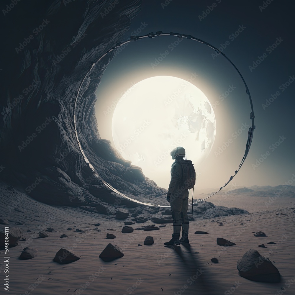 Dark Landscape of Desolation: A Sci-Fi Fantasy Person in the Desert ...