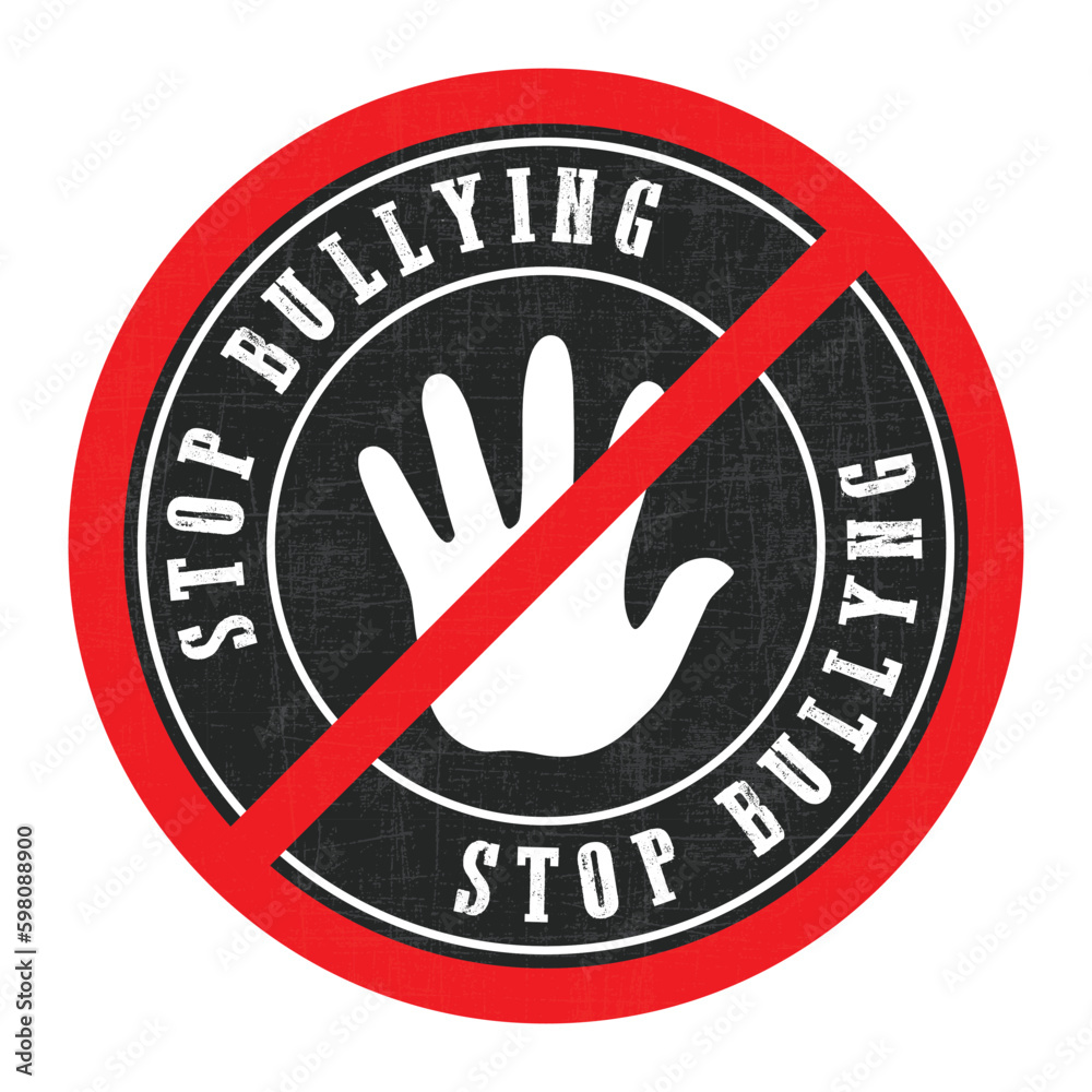 stop bullying rubber stamp, badge, vintage badge, retro badge, vintage ...