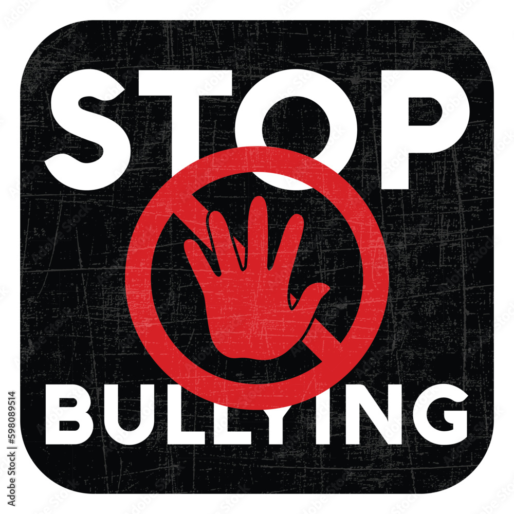 stop bullying rubber stamp, badge, vintage badge, retro badge, vintage ...