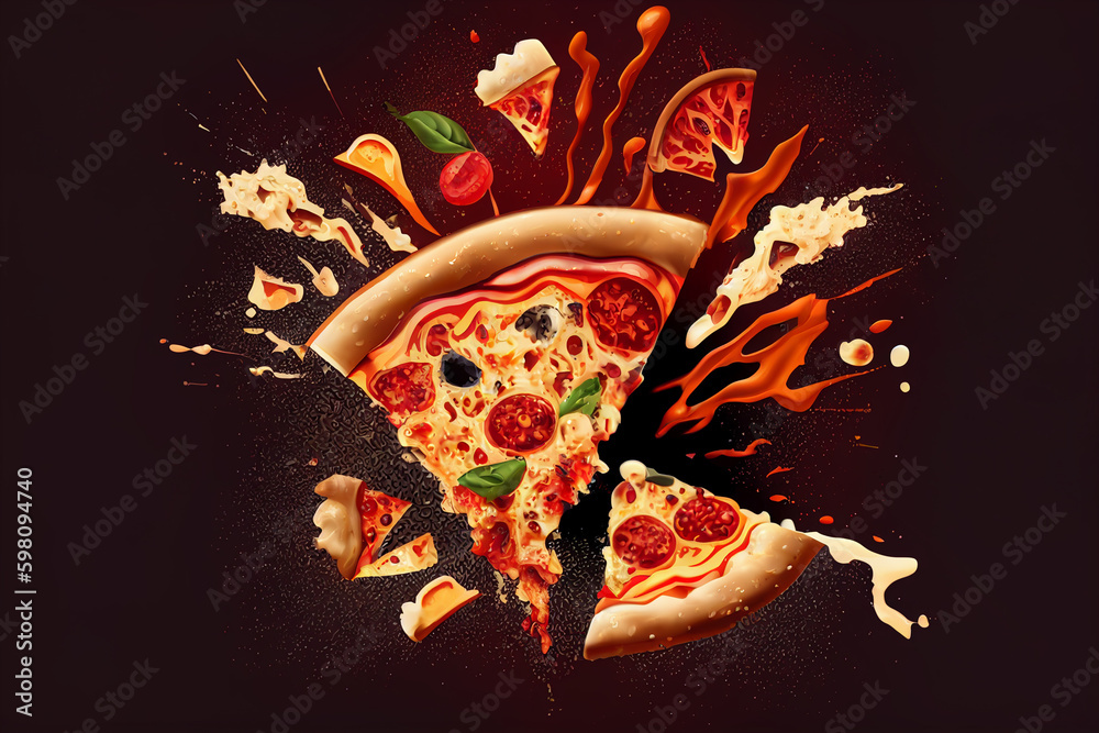 Pizza poster for menu restaurant. Pizza design style promotional fast ...