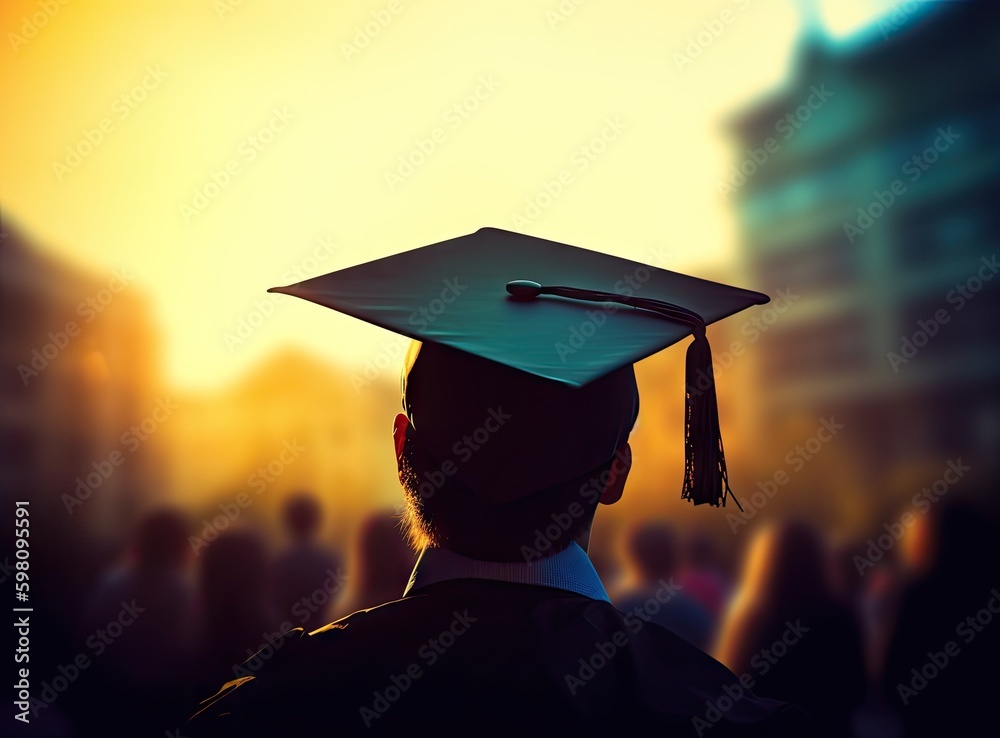 shot of graduation hats during commencement success graduates of the ...