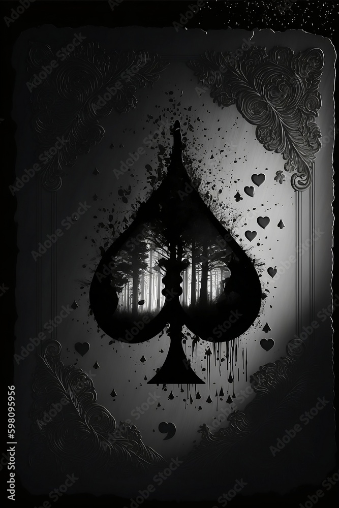 Dark Black Ace of Spades Playing Card Generative AI Stock Illustration ...