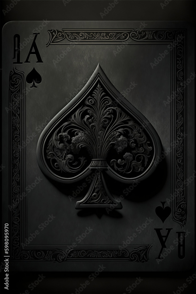 Dark Black Ace of Spades Playing Card Generative AI Stock Illustration ...