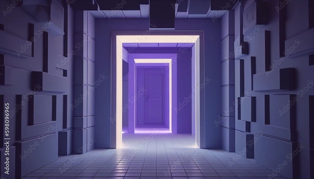 3D illustration of a concept of entrance or gateway to the metaverse ...