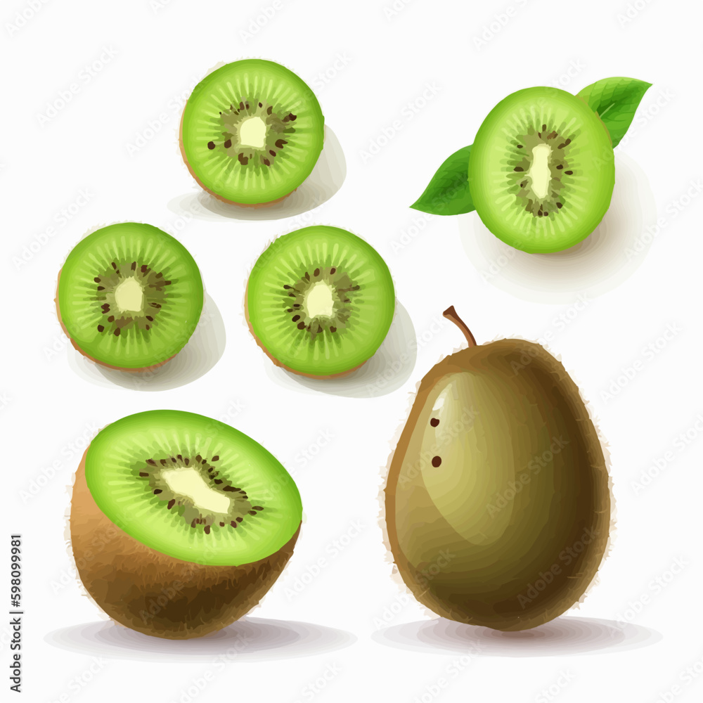 Vector illustration of a Kiwi fruit with a bite taken out of it for ...