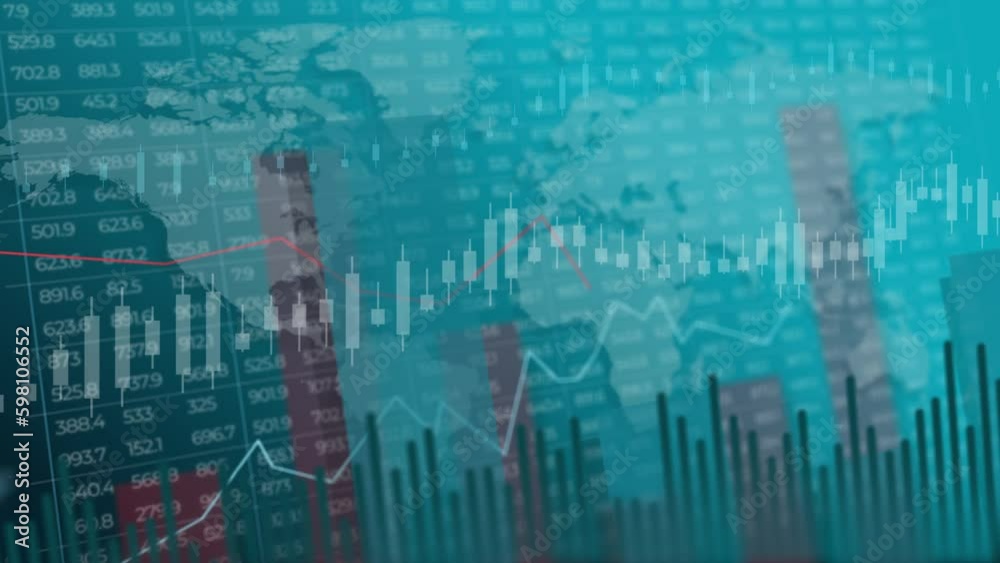 Digital financial chart of investment trends. Color stock 3D graphics ...