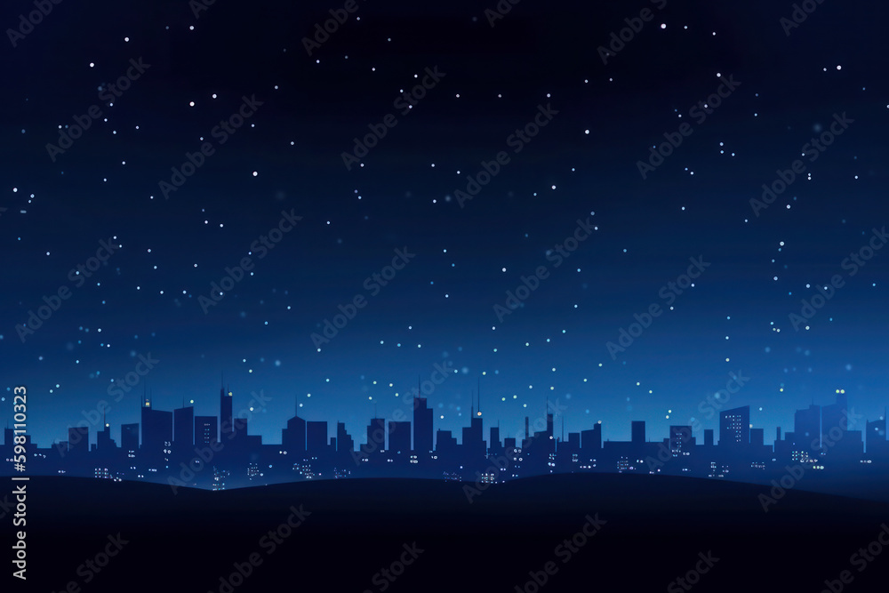 blue texture of the night city. Modern skyscrapers, panorama of high ...