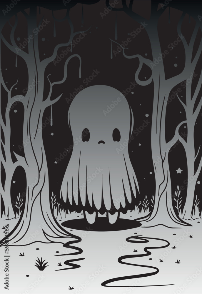 Vector happy cute ghost. Halloween. Vector drawing. cartoon sad ...
