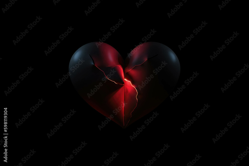 A split heart one side shrouded in darkness the other illuminated with ...