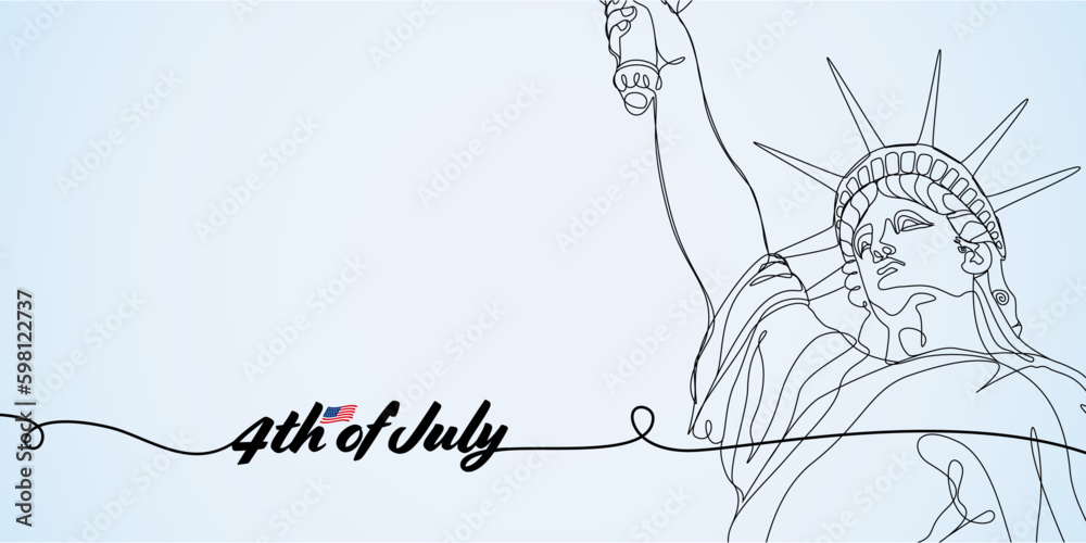 Continuous one-line drawing of the Statue of liberty artistic line art ...