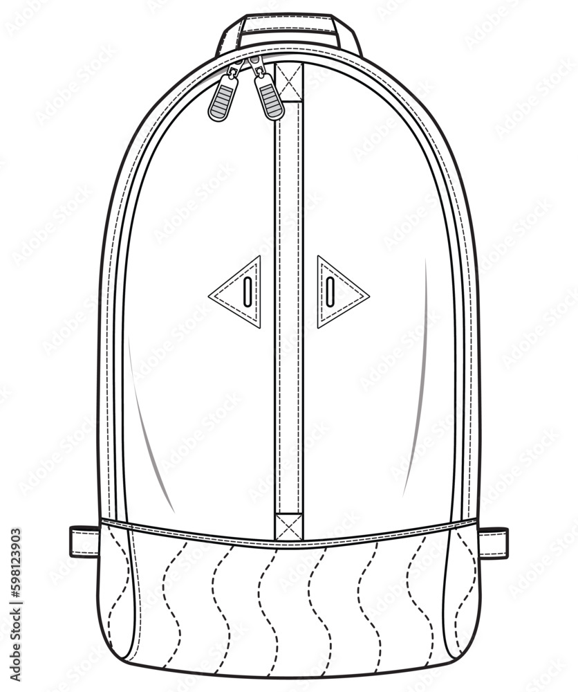 modern school bag flat sketch vector illustration laptop backpack ...