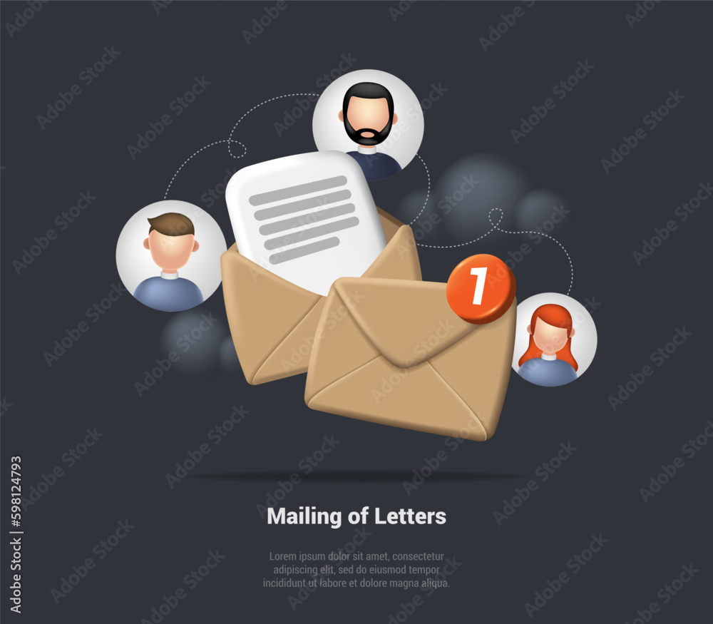 Mailing Or Letters Concept. Open Mail Envelope Icon With Marker New ...