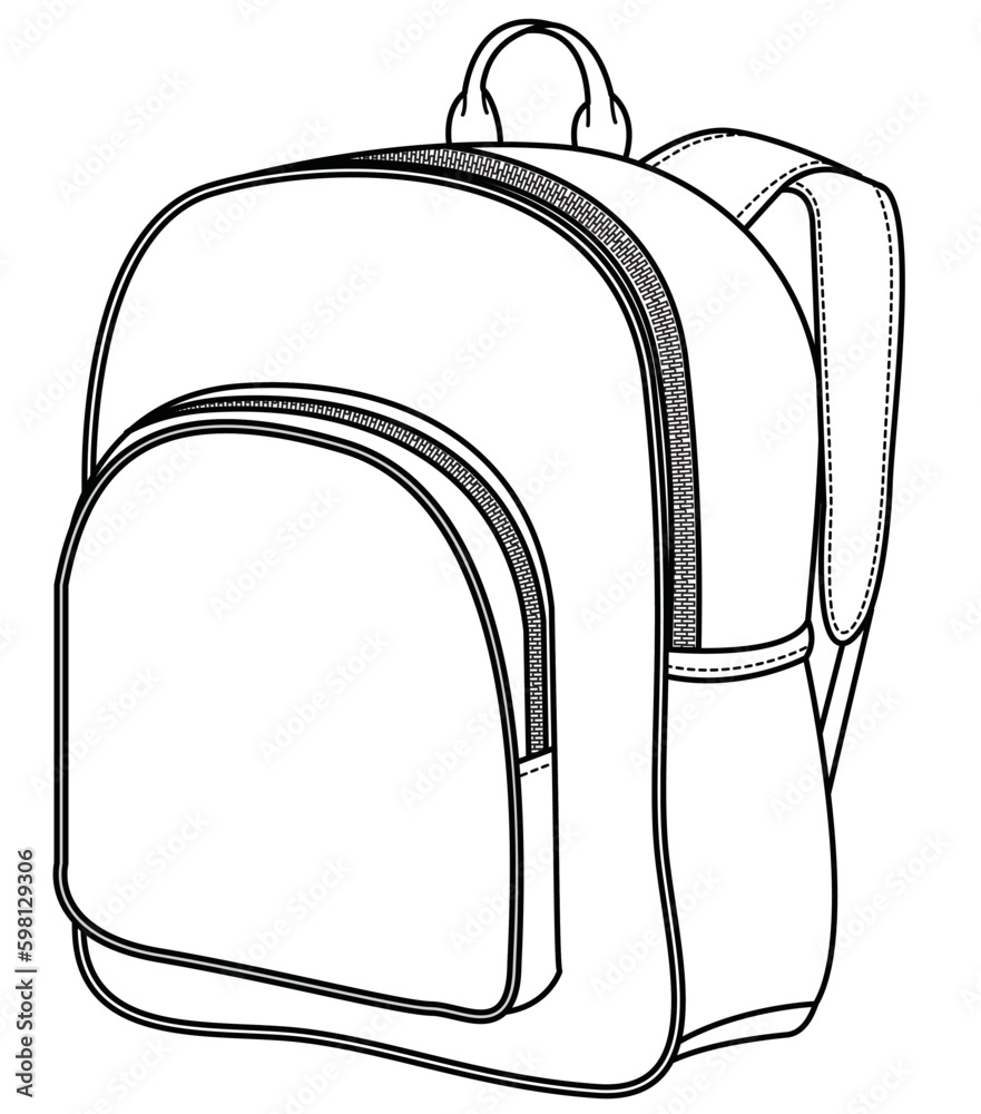 kids school bag flat sketch vector illustration school backpack ...