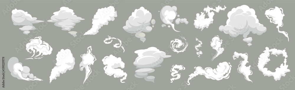 Cartoon smoke set. Vector smoke set special effects template. Vector ...