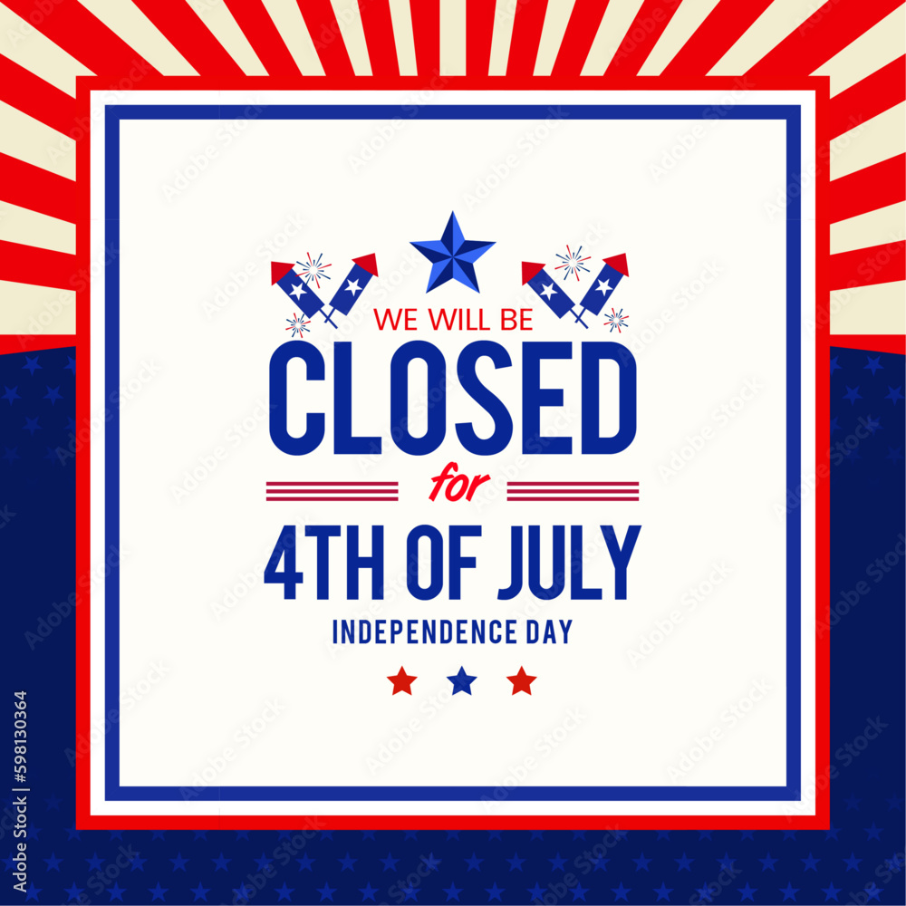 4th of July independence day abstract frame with announcements of we ...
