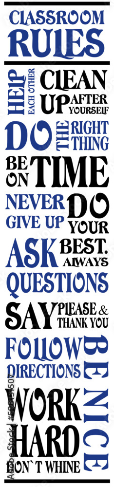 Classroom rules vertically word-cloud. Stock Vector | Adobe Stock