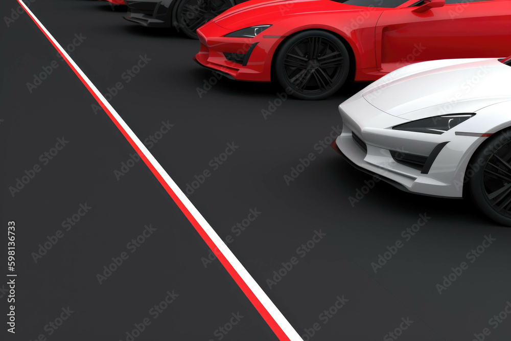 The line of cars stopping at once as the winner makes it across the ...