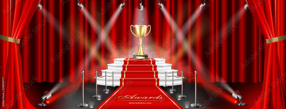 Awards background with golden cup Stock Vector | Adobe Stock