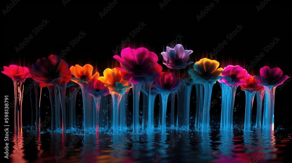 Fantasy world, neon magic lake, neon vj loop, dj loop, music video ...