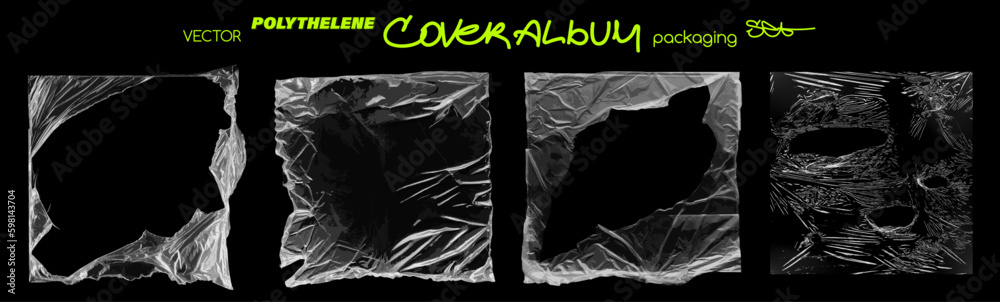 Torn square templates, polyethylene covers for cd discs and vinyl ...