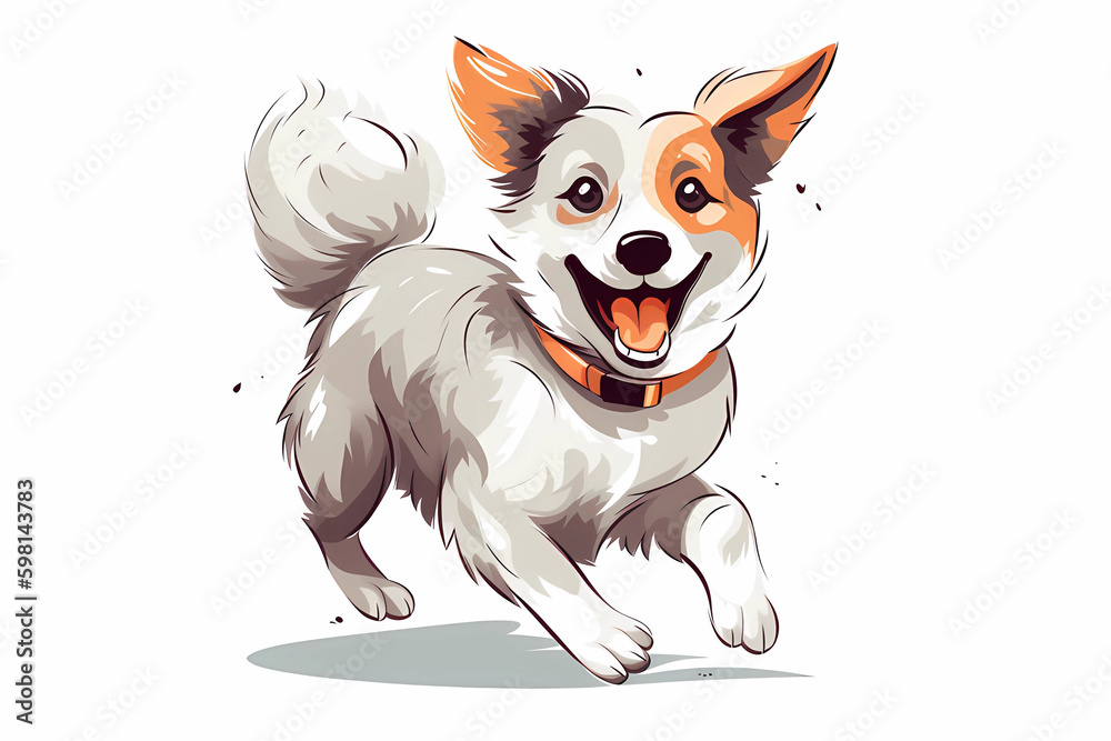 happy running dog clipart, White background, AI Image Stock ...