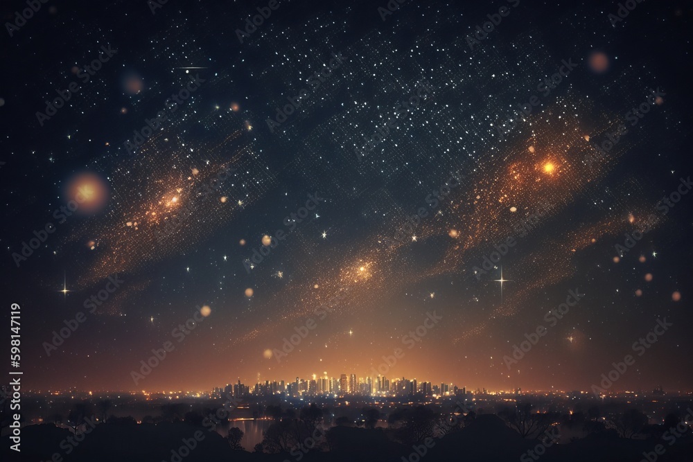 Photo & Art Print Starry Night Sky without Moon and City Light ...