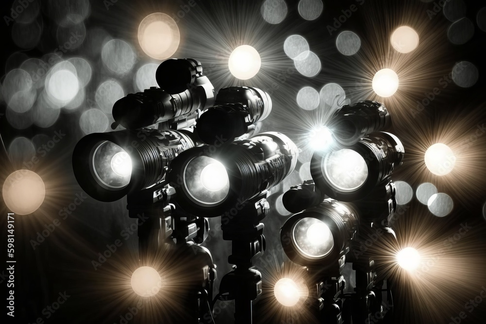 Flashing Lights of Paparazzi Cameras at a Live Event or Celebrity Party ...