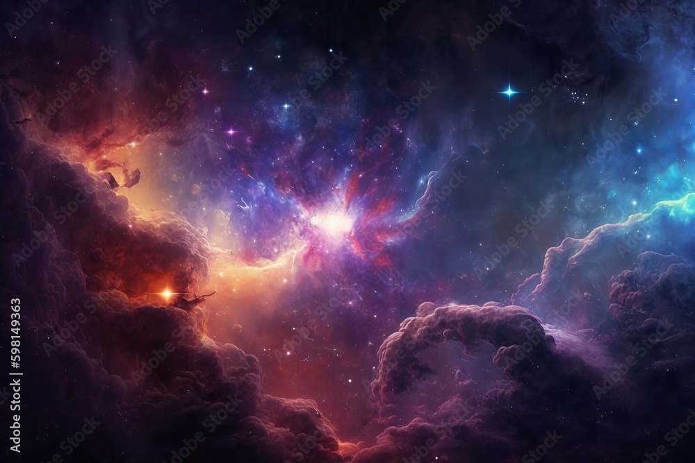 Photo & Art Print Colorful Starry Night Sky Outer Space Background ...