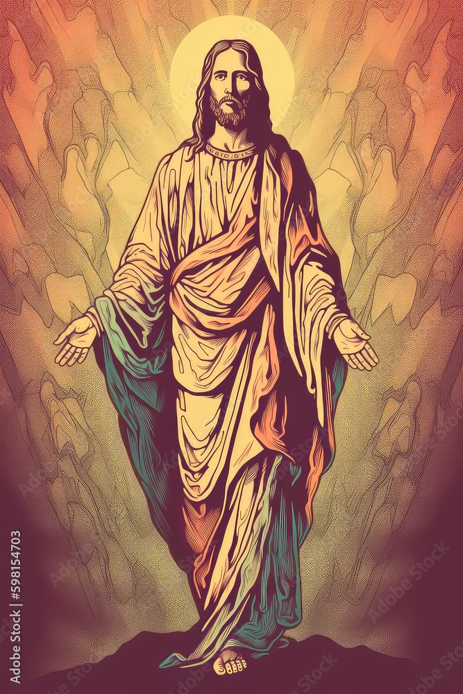 Jesus retro-style artwork, religious, meditations, Christian, Catholic ...