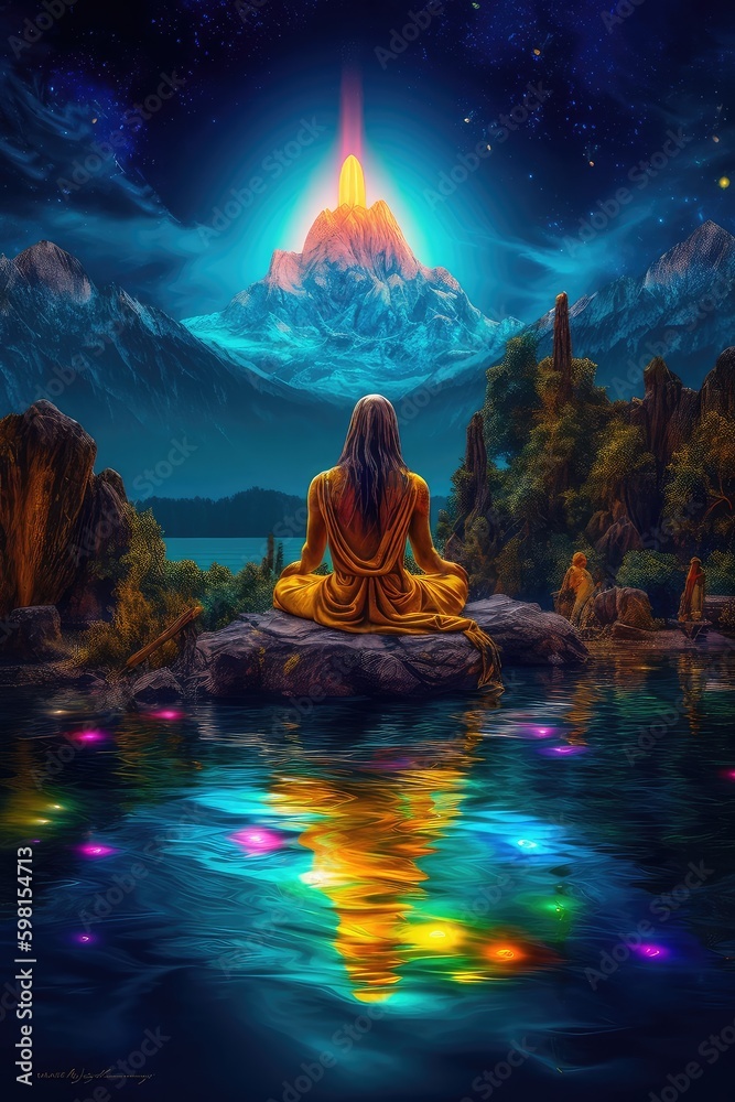 Jesus sitting in a fantasy world, Jesus in a metaverse world, Beautiful ...