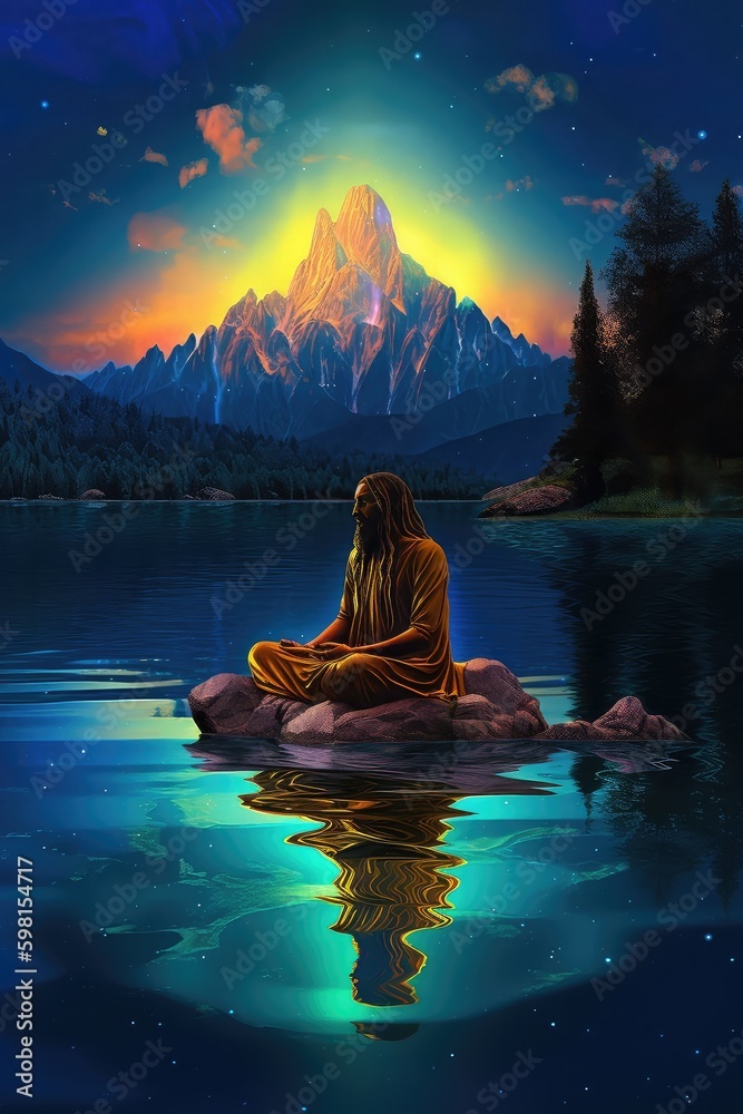 Jesus sitting in a fantasy world, Jesus in a metaverse world, Beautiful ...