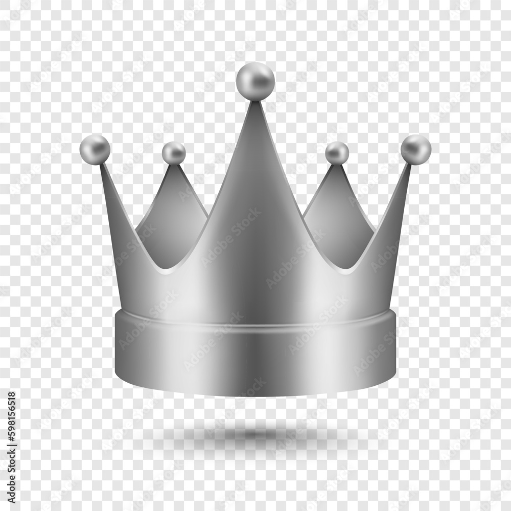 Vector 3d Realistic Silver Crown Icon Closeup Isolated. Yellow Metallic ...