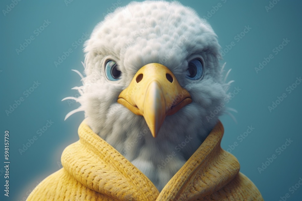 Anthropomorphic bird dressed in human clothing. humanized animal ...