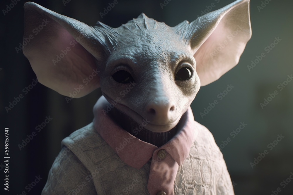 Anthropomorphic bat dressed in human clothing. humanized animal concept ...