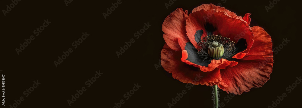 Red poppy symbol emblem for World War Victims Remembrance Day. Red ...