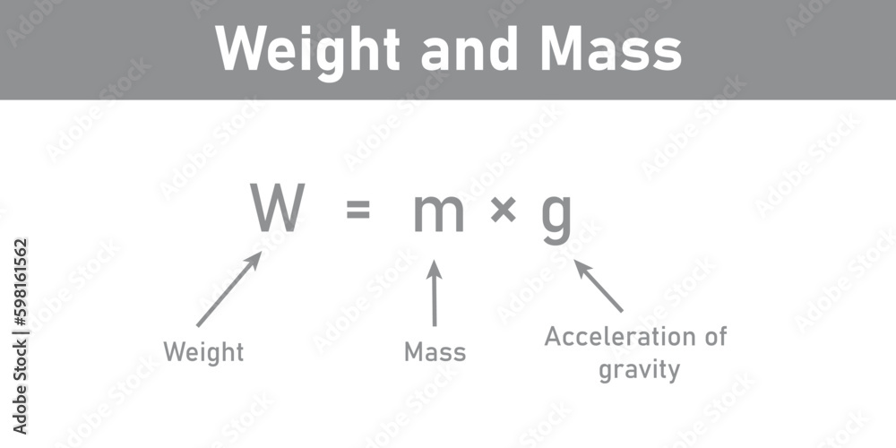 Weight formula. Mass, weight and acceleration of gravity equation ...