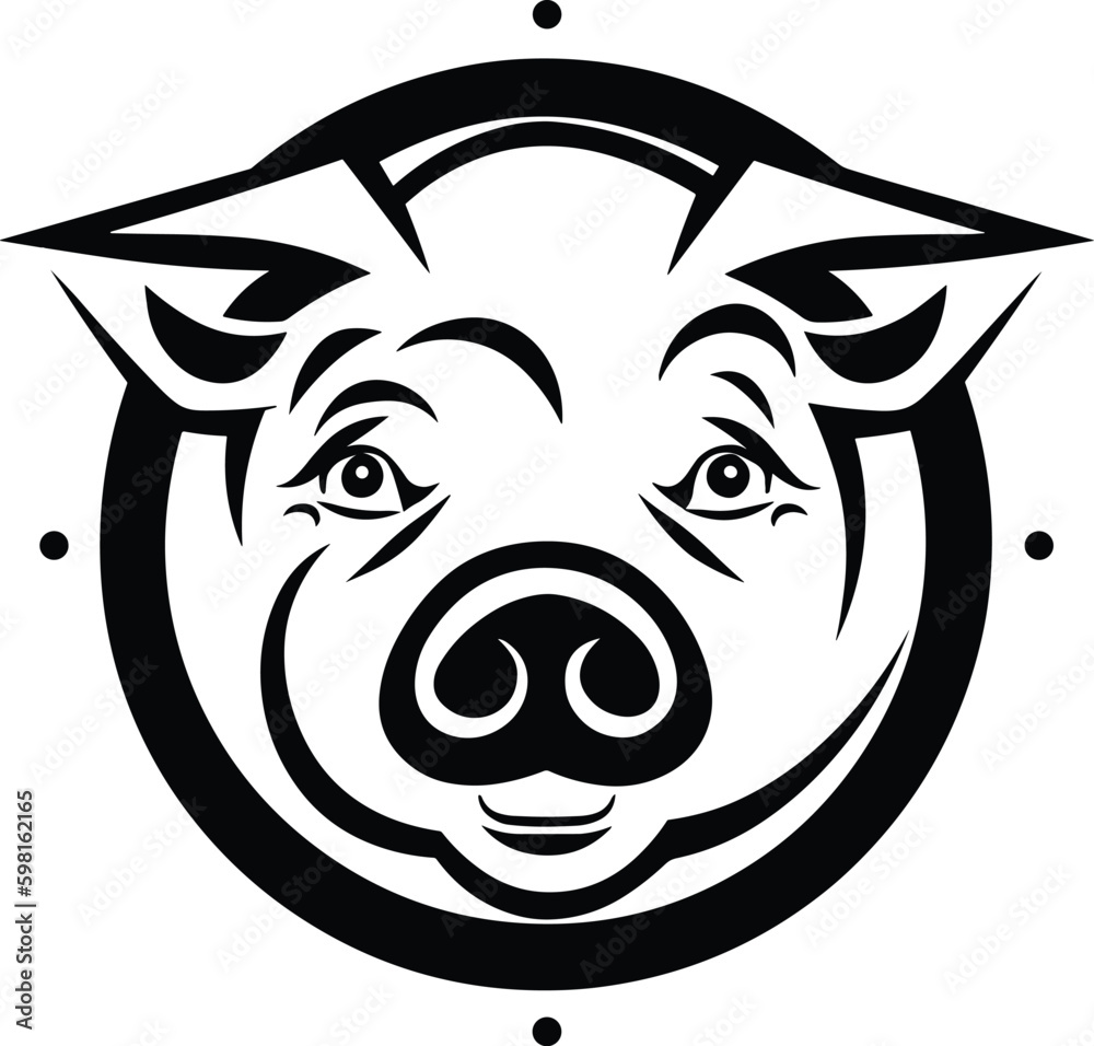 Pig head logo vector illustration. Farm animal or butcher shop graphics ...