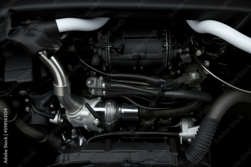 A modified racing car engine with a highperformance radiator and an ...