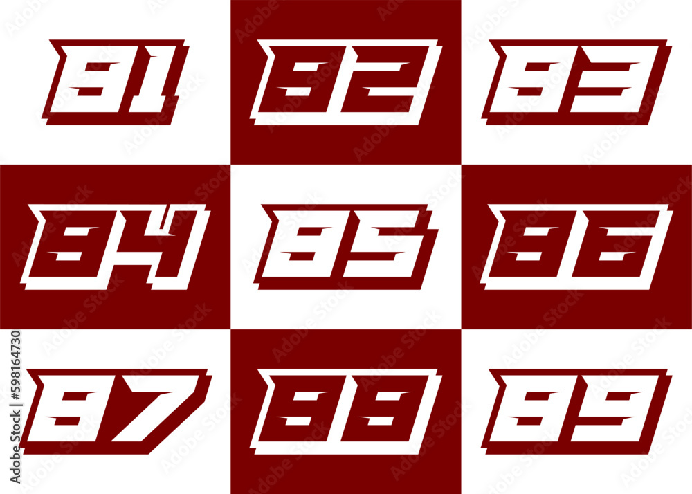 Racing Number, Set of Start Racing number, sport race number with frame ...