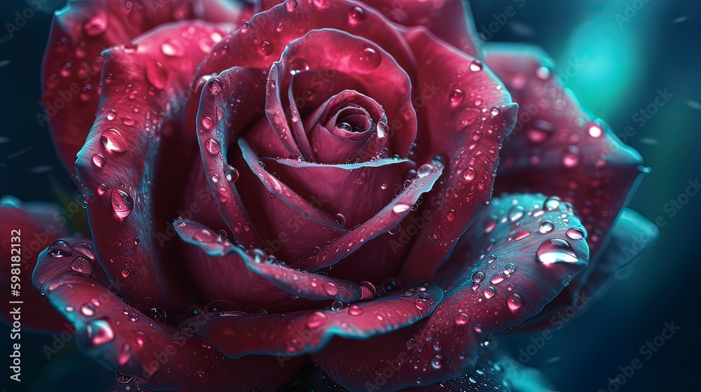 Red rose water drop desktop wallpaper. Generative ai. Stock ...