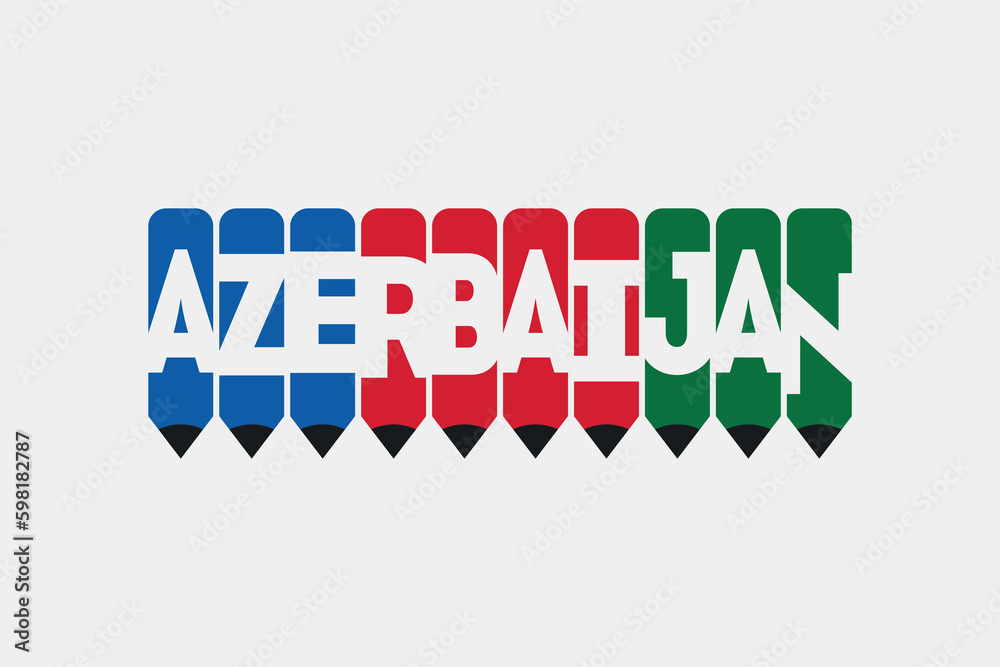 Azerbaijan text with Pencil symbol creative ideas design. Azerbaijan ...