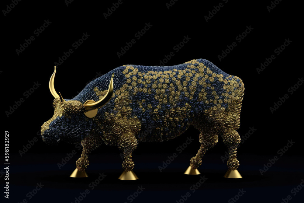 A navy bull covered in golden scales showcasing the confidence of the ...