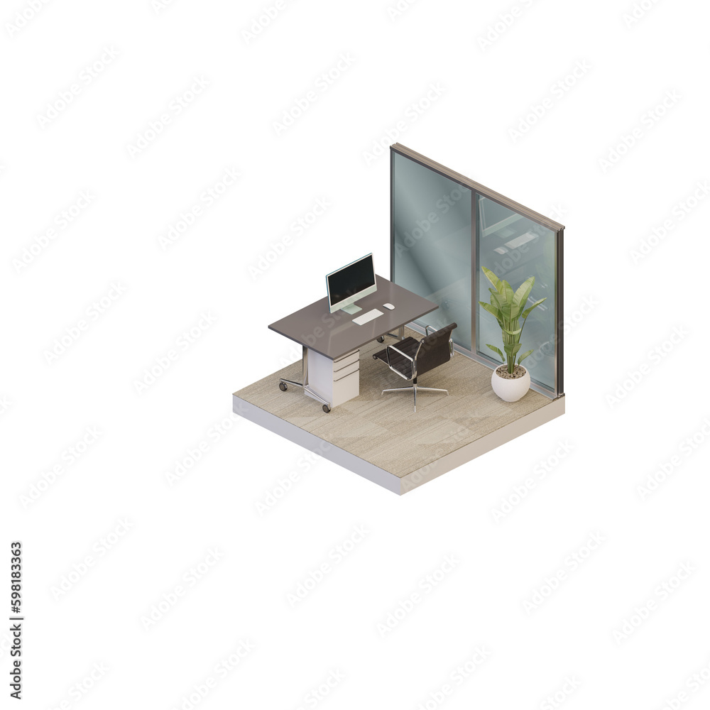 3d rendering modern single layout office/workspace interior in ...