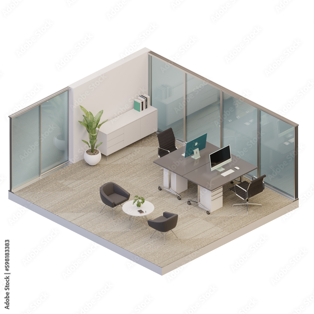 3d rendering modern group layout office/workspace interior in ...