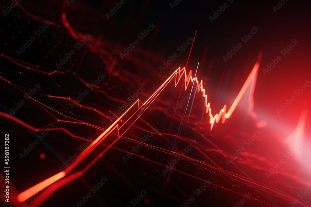 Investment and trading chart, stock market fall and loss red graph ...