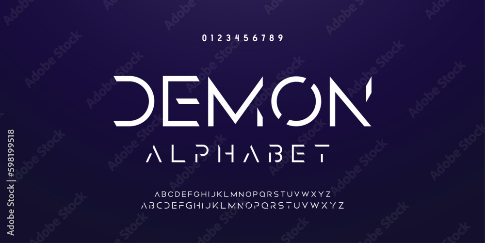 DEMON Luxury Minimal Modern Tech Alphabet Letter Fonts. Typography minimal style font set for ...