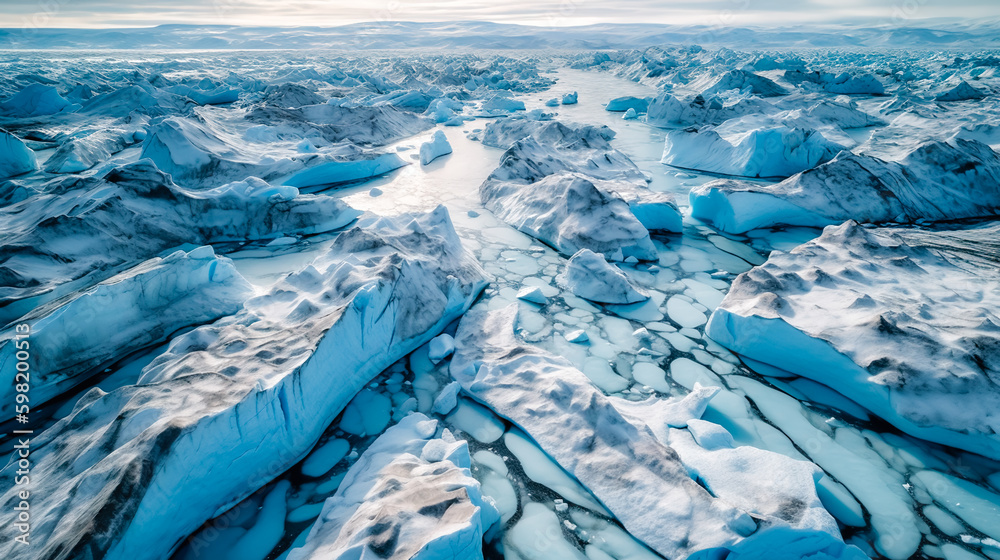 landscape scenery of the North Pole where climate change has caused ...