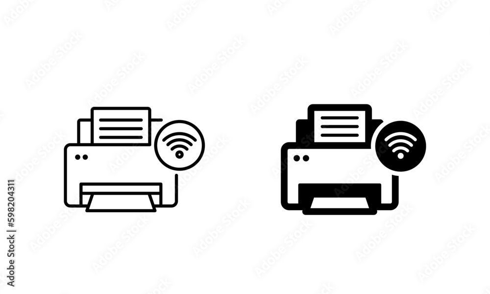 Simple vector printer icon with wifi symbol, wireless printer ...