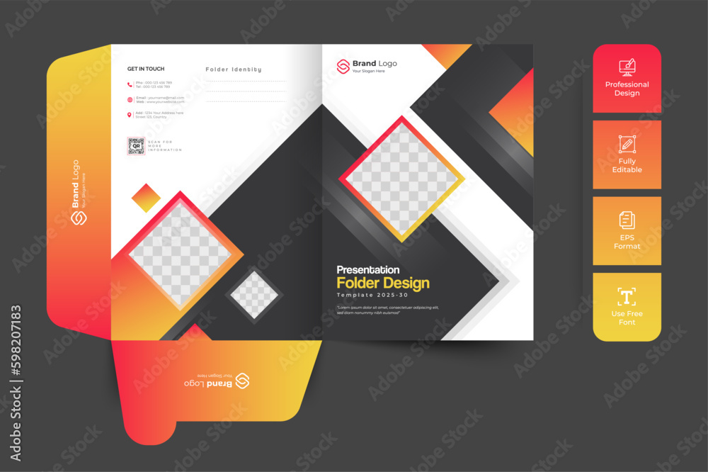 Business Presentation folder template design for corporate office with ...