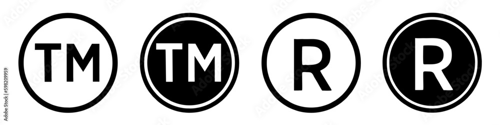 Set of registered trade mark icon symbol isolated on transparent ...